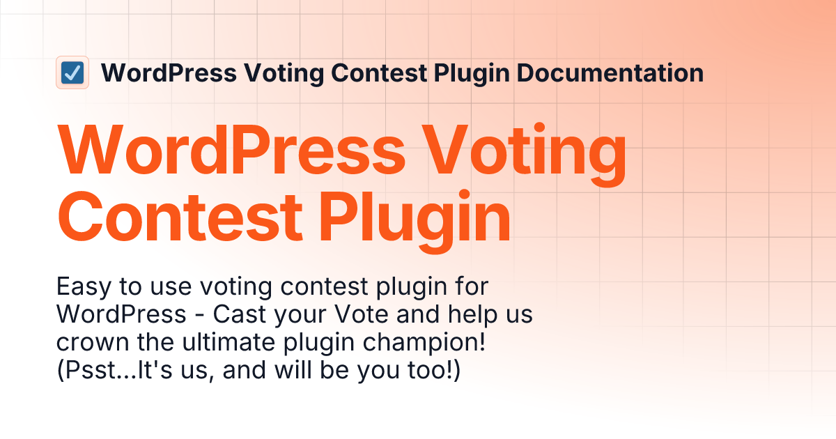 WordPress Voting Contest Plugin | WordPress Voting Contest Plugin ...