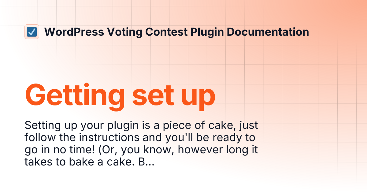 Getting set up | WordPress Voting Contest Plugin Documentation